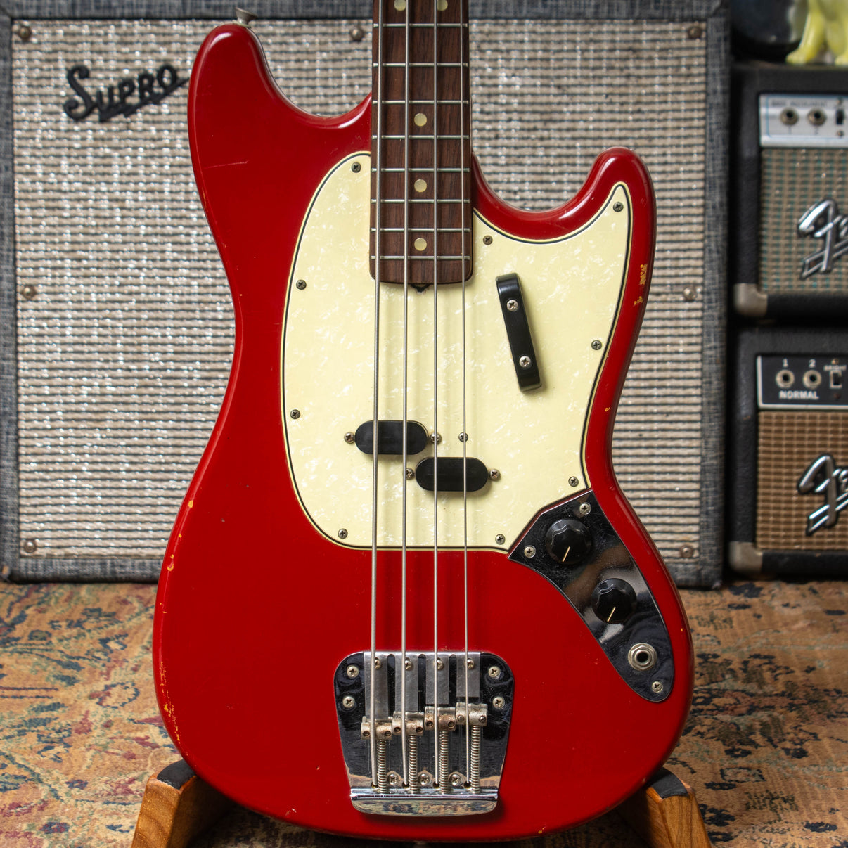 1966 Fender Mustang Bass - Dakota Red – Garrett Park Guitars